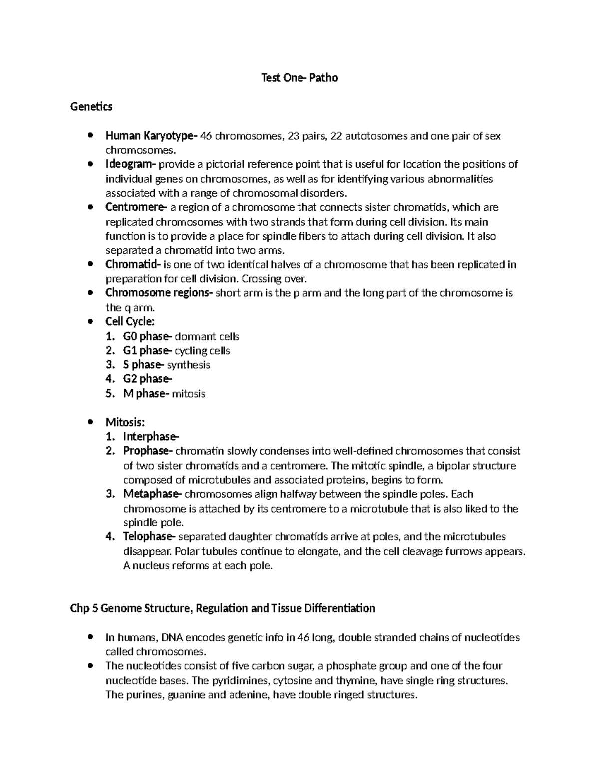 Patho test one - Test One- Patho Genetics Human Karyotype- 46 ...