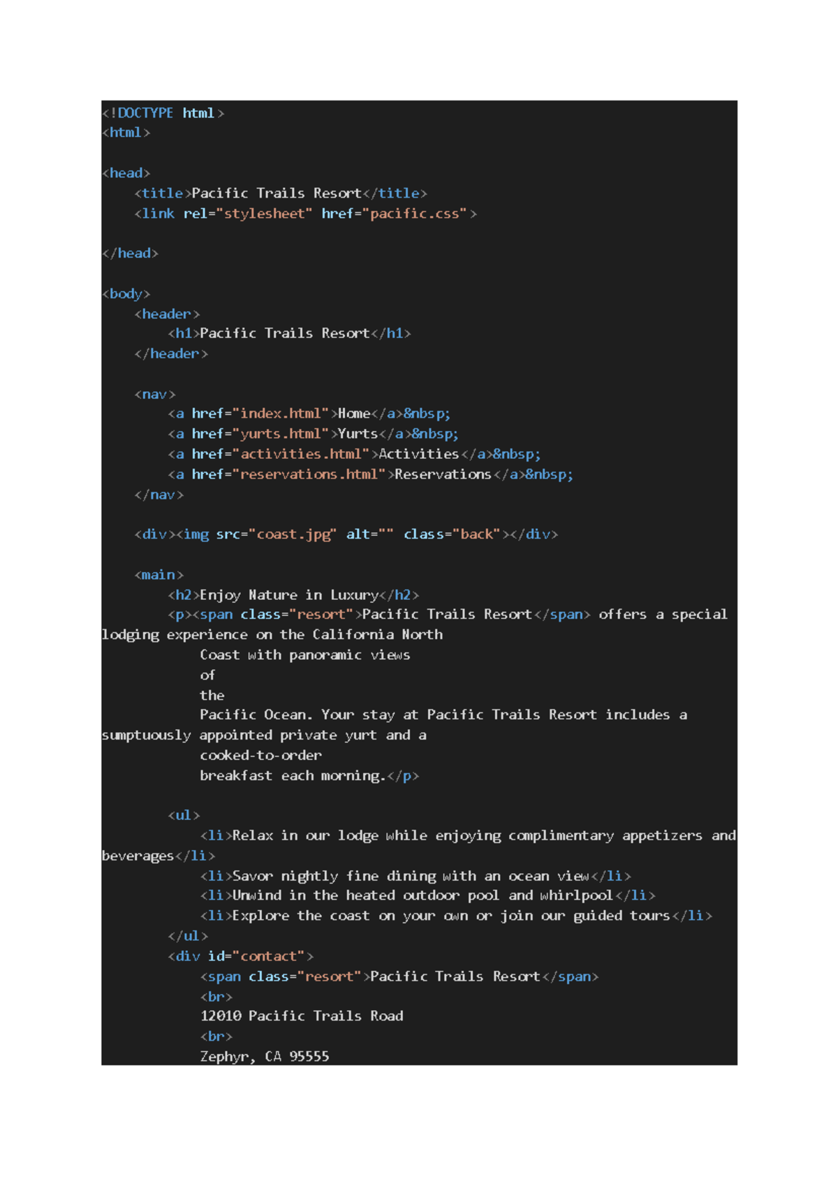 Lab 5 - This is full Lab-05 of Web Interface Design. - Pacific Trails Resort - Studocu