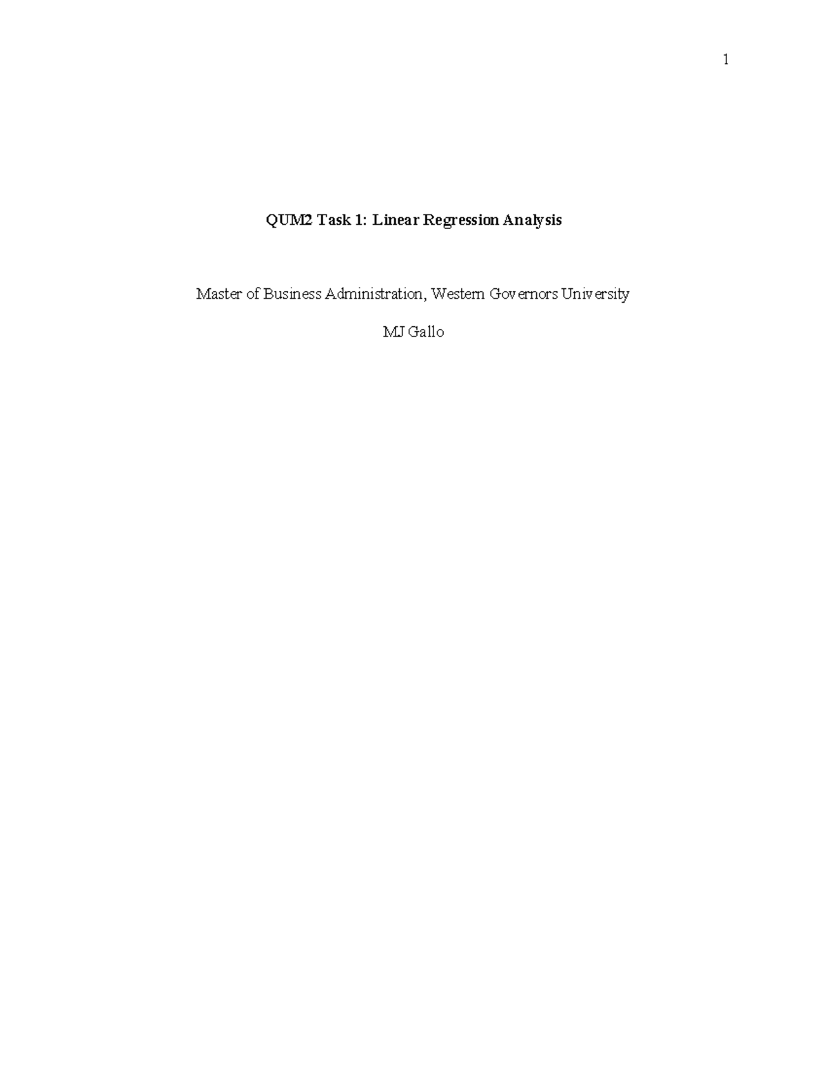 Qum2 task 1 - task 1, passed - QUM2 Task 1: Linear Regression Analysis ...