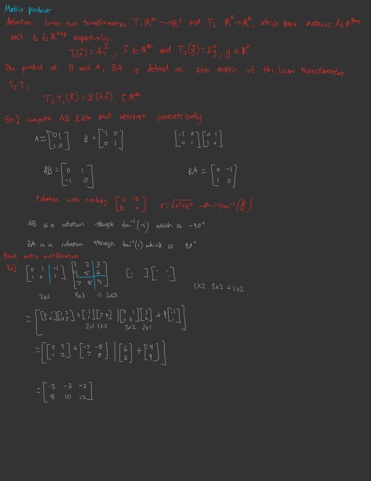 Matrix Product - Matrixproduct definition:Given two transformation:T: R ...