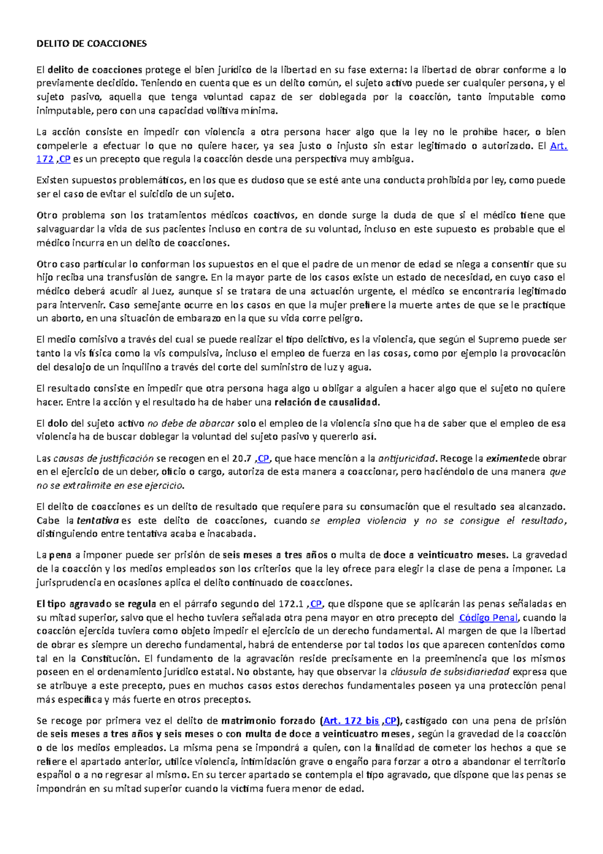 Delito DE Coacciones - DELITO DE COACCIONES El delito de - Studocu