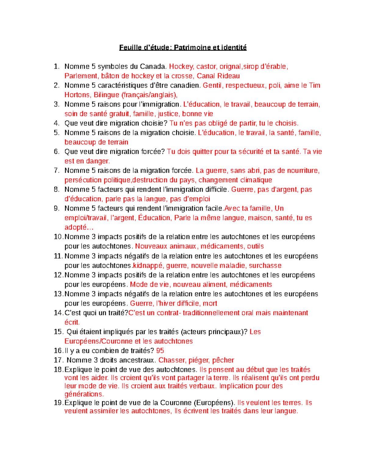 Feuille d’étude avec réponse Patrimoine et identité - Google Docs ...