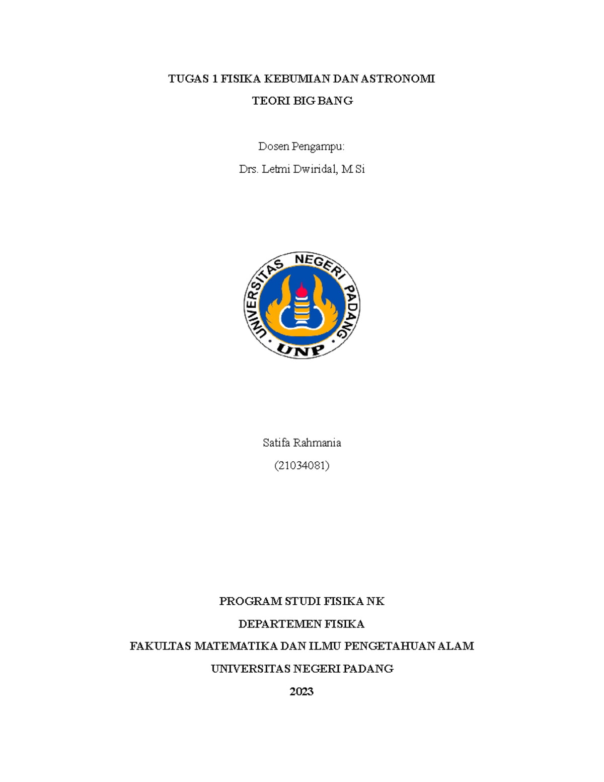 Fiskeb & Astronomi - TUGAS 1 FISIKA KEBUMIAN DAN ASTRONOMI TEORI BIG ...