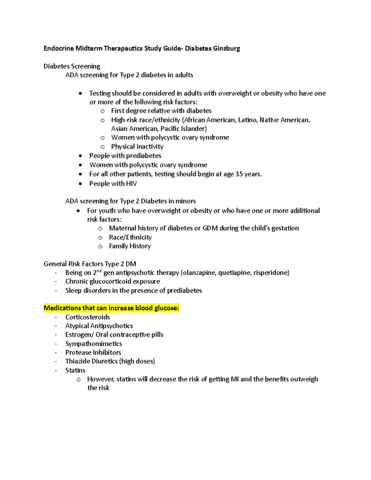 Diabetes theraputics - mkn nm.n/ - Endocrine Midterm Therapeu2cs Study ...