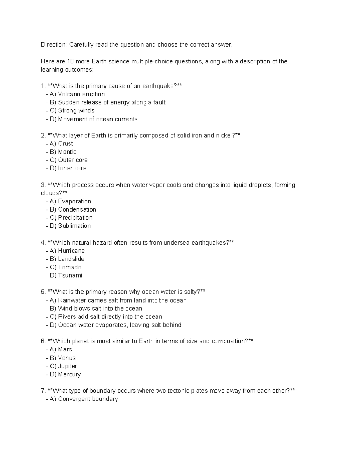 SE13 - These questions explore essential Earth science topics ...