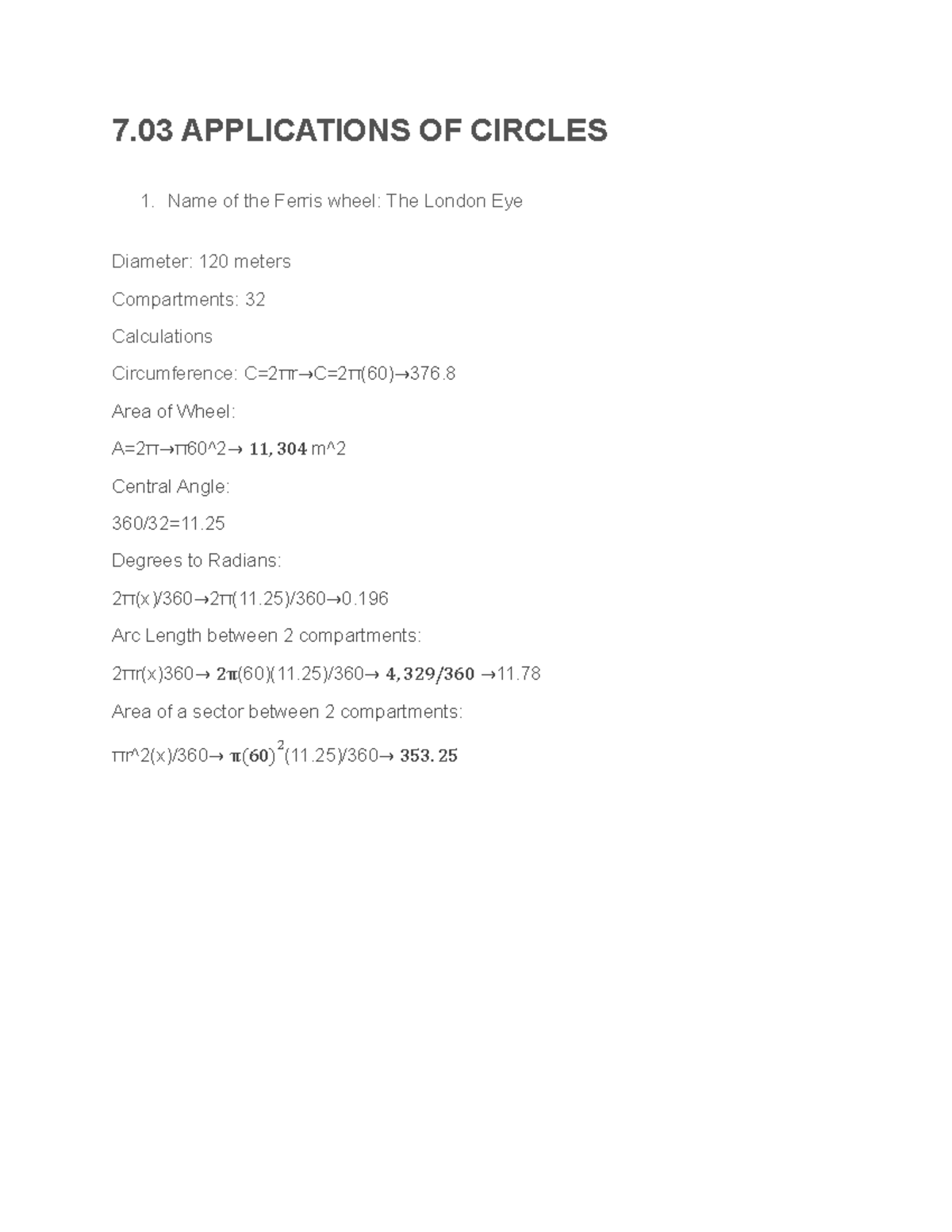 7.03 Applications OF Circles - 7 APPLICATIONS OF CIRCLES Name of the ...