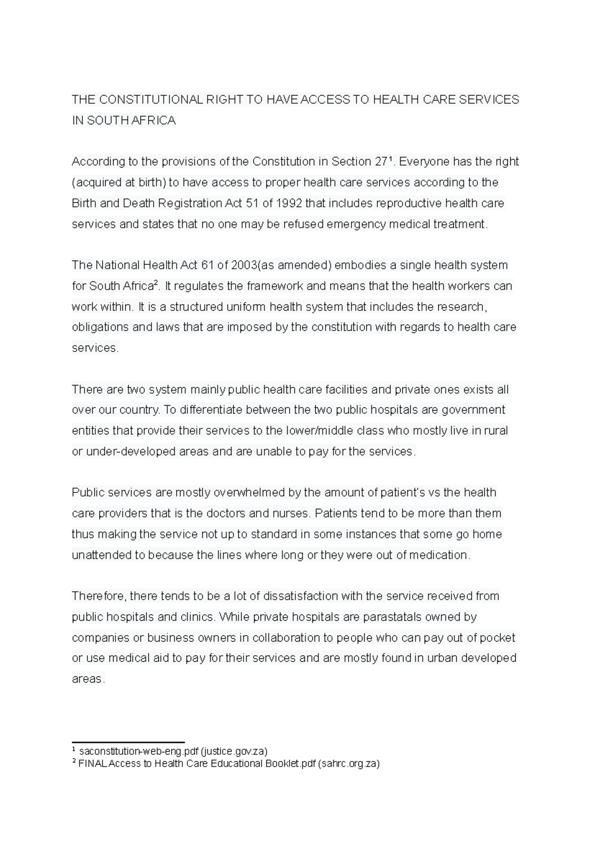 IRM1501 Assignment 2 S2 2024 - THE CONSTITUTIONAL RIGHT TO HAVE ACCESS ...