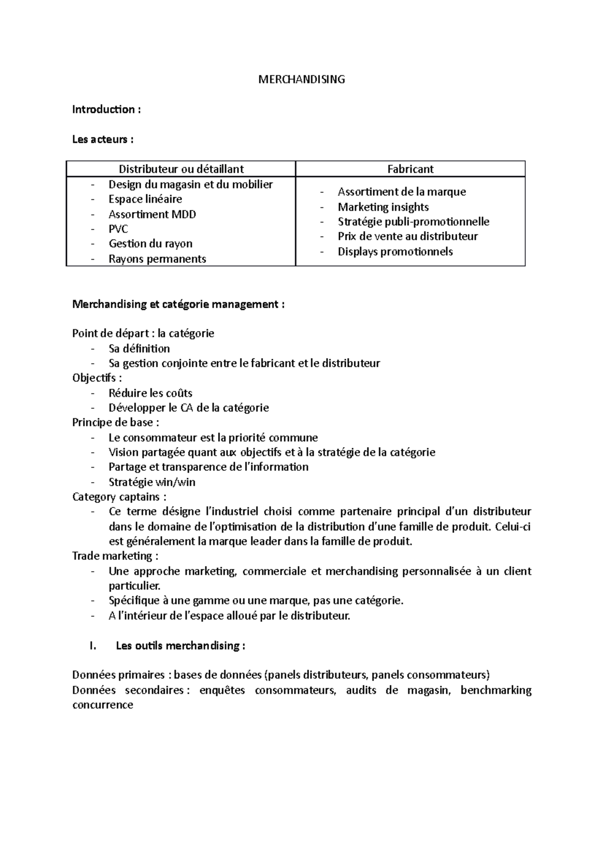 Merchandising-fiche - Résumé Marketing - MERCHANDISING Introduction ...
