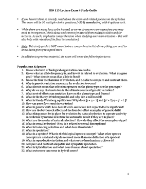 BIO Lab Exam 2 Study Guide - Biology 110 – Lab Exam 2 – Study Guide In ...