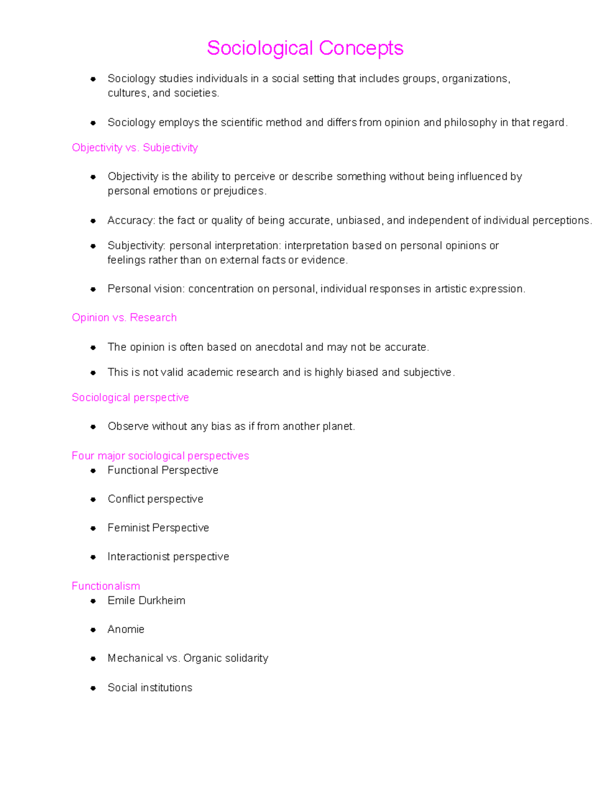 Sociological concepts - Sociology studies individuals in a social ...