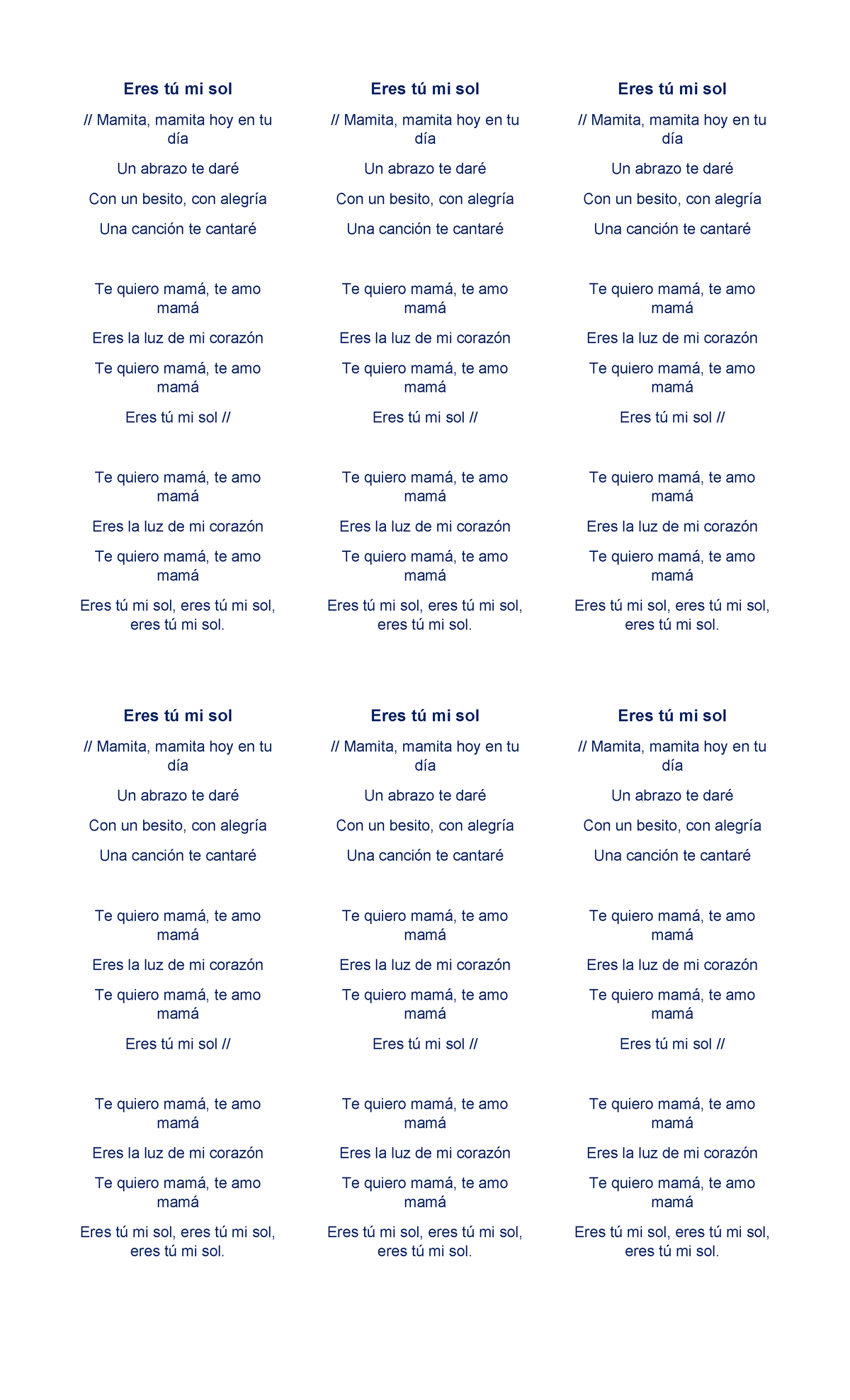 Eres tú mi sol, canción dia de las madres - Eres tú mi sol // Mamita ...