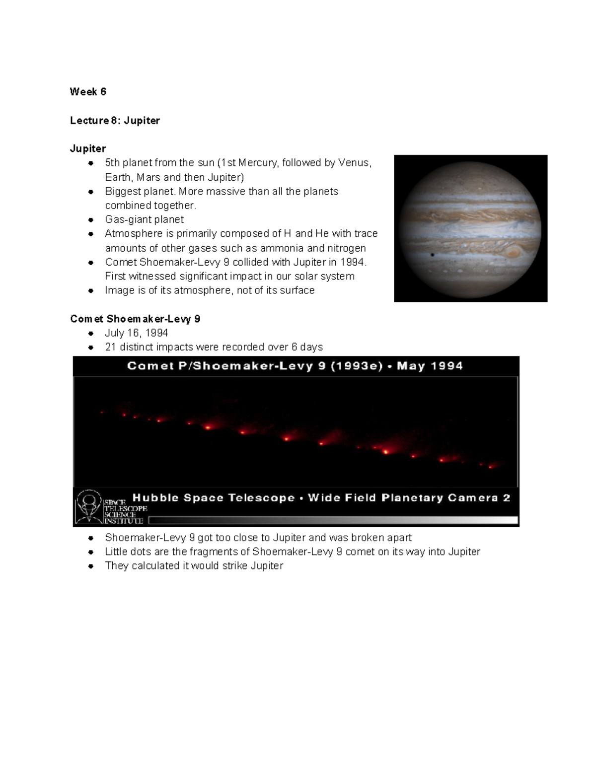 uwo Week 6, Lecture 8: Jupiter ES 2232 - Week 6 Lecture 8: Jupiter ...