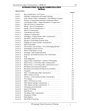 MCM 101 Past Papers M - MCM101- Introduction to Mass Communication M.C ...