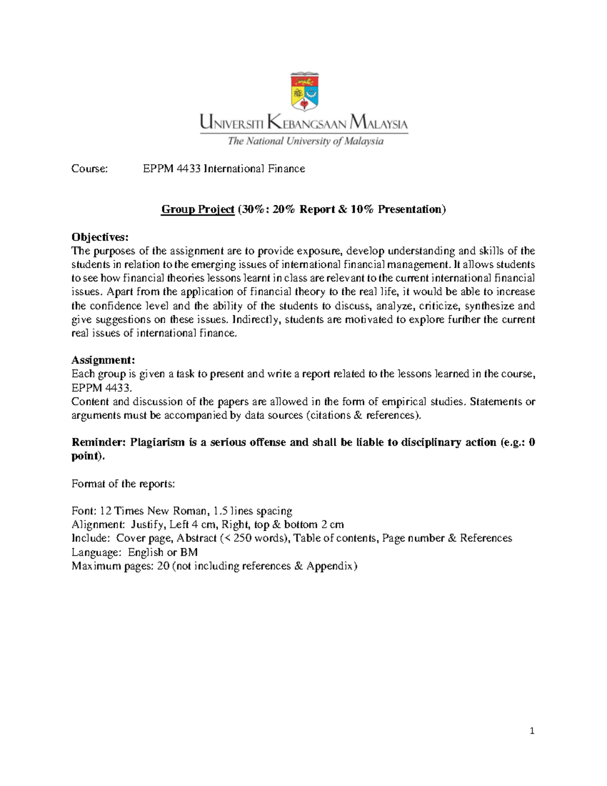 EPPM4433 Group Project Sem 2 2022 2023 - 1 Course: EPPM 4433 ...