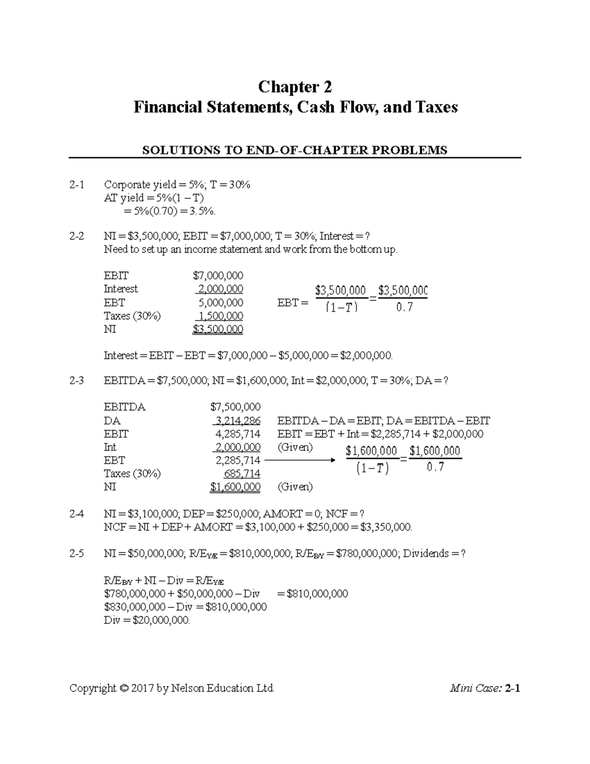 Week 4 CH2 The Financial Statements (solutions) - Chapter 2 Financial ...
