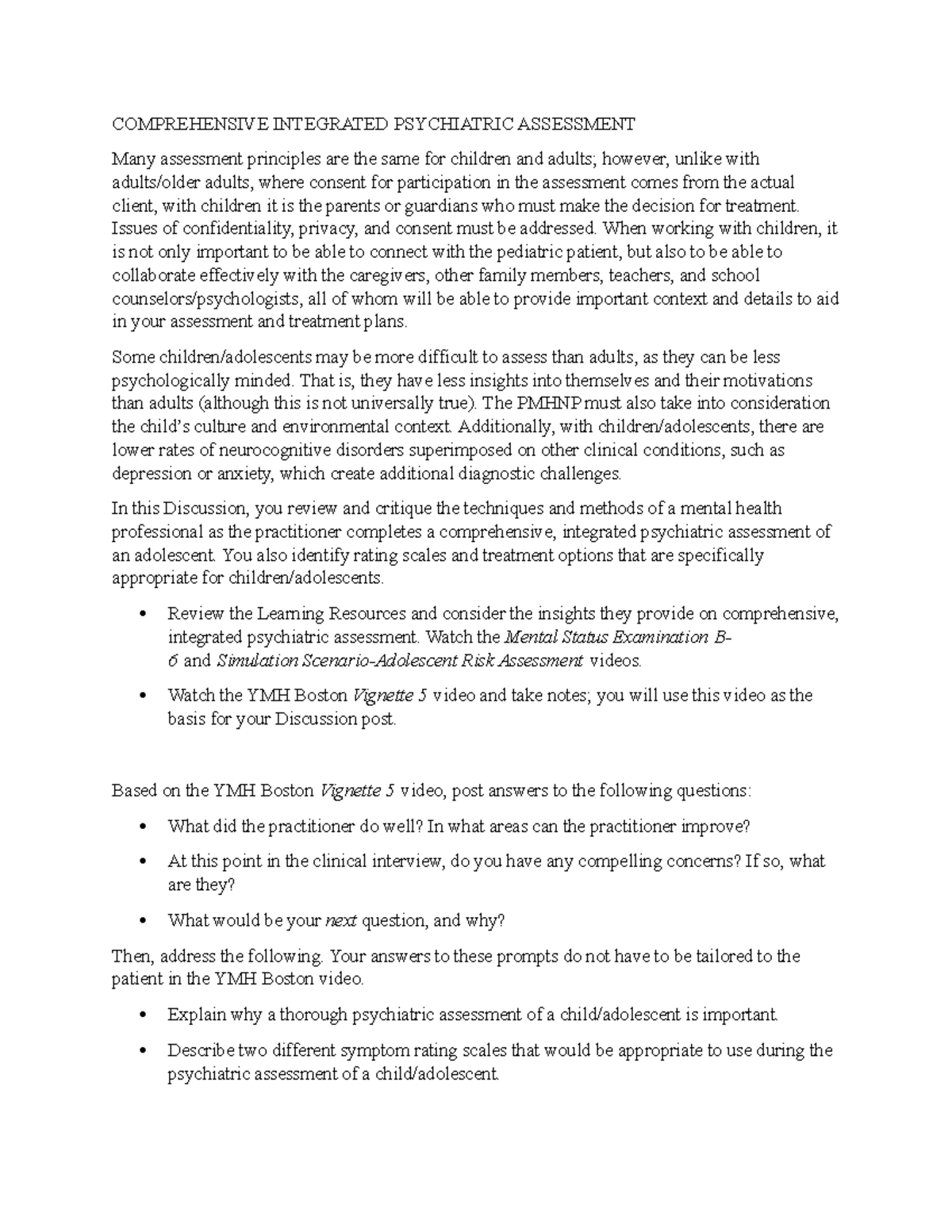 Comprehensive Integrated Psychiatric Assessment - COMPREHENSIVE ...