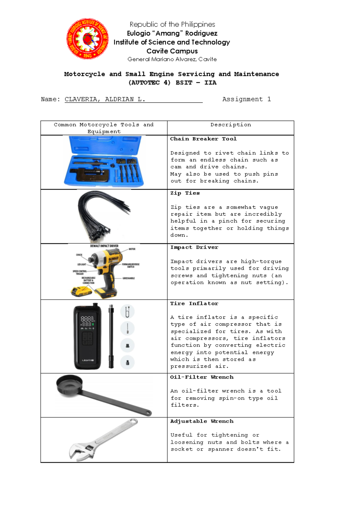 Assignment 1 - Republic of the Philippines Eulogio “Amang” Rodriguez ...