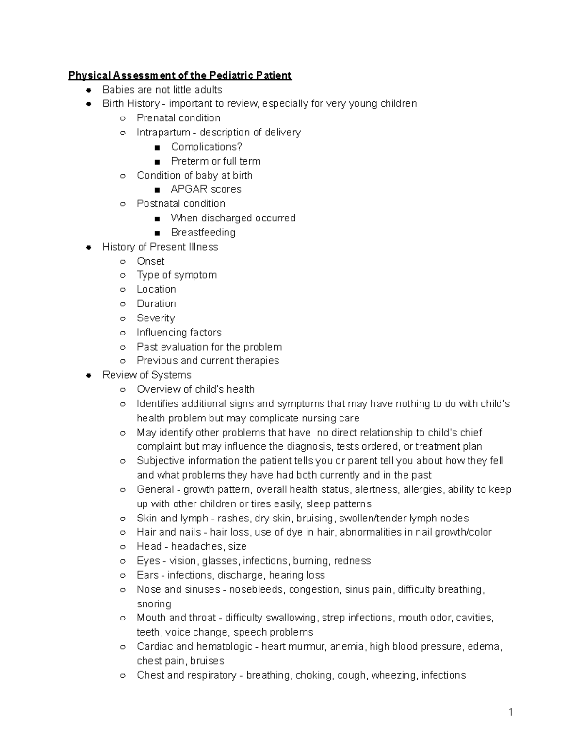 Peds Class 2 - Physical Assessment of the Pediatric Patient Babies are ...