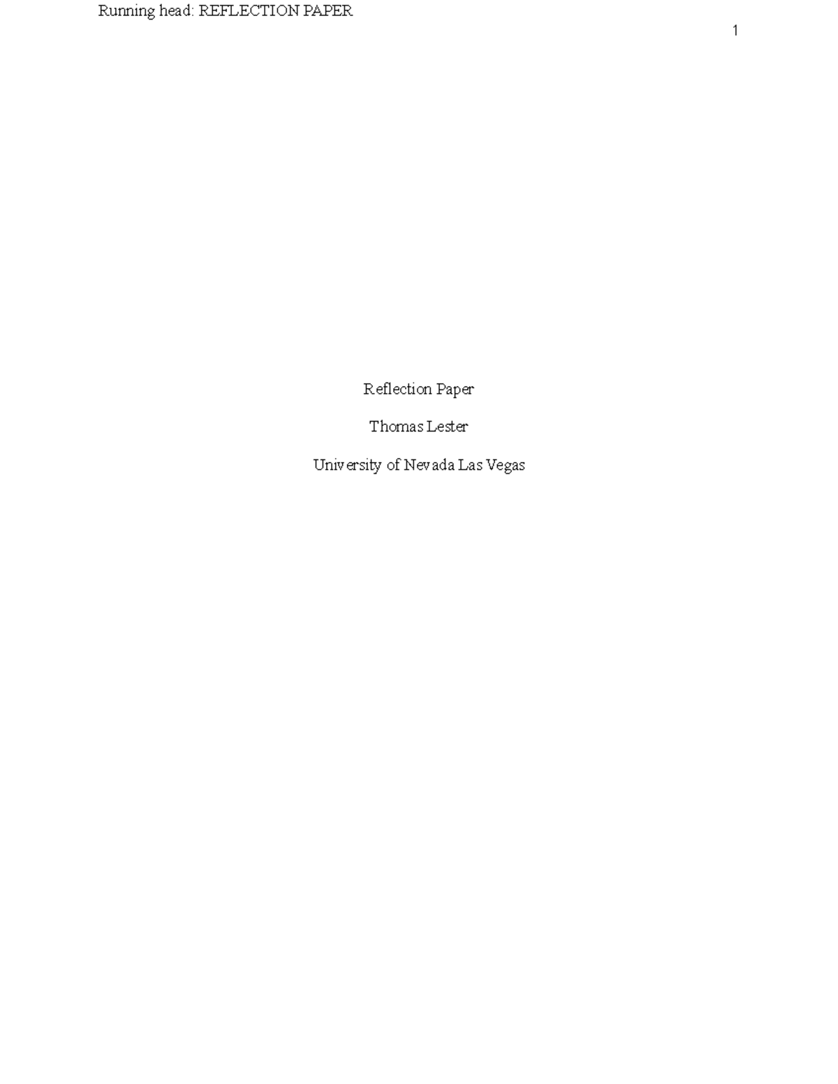 CRJ 425 reflection paper - Running head: REFLECTION PAPER 1 Reflection ...