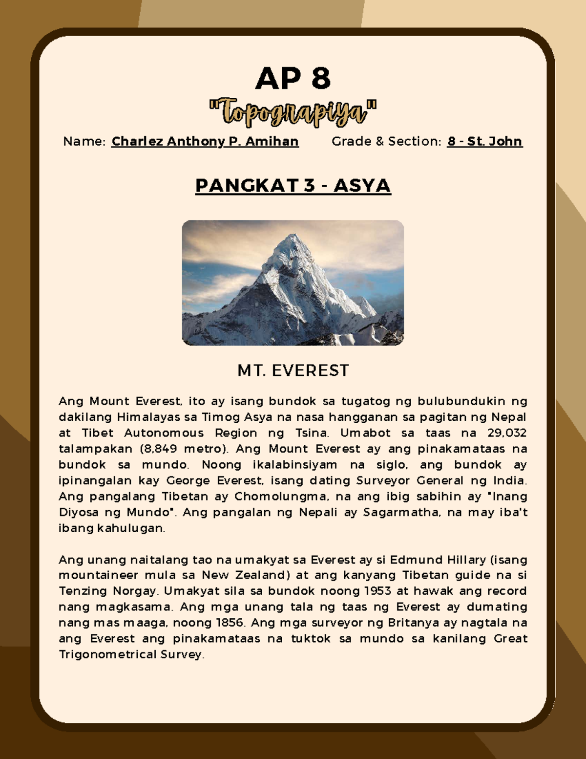 PT in AP Group 3 - Summary Fundamentals of Political Science - AP 8 ####### Name: Charlez ...