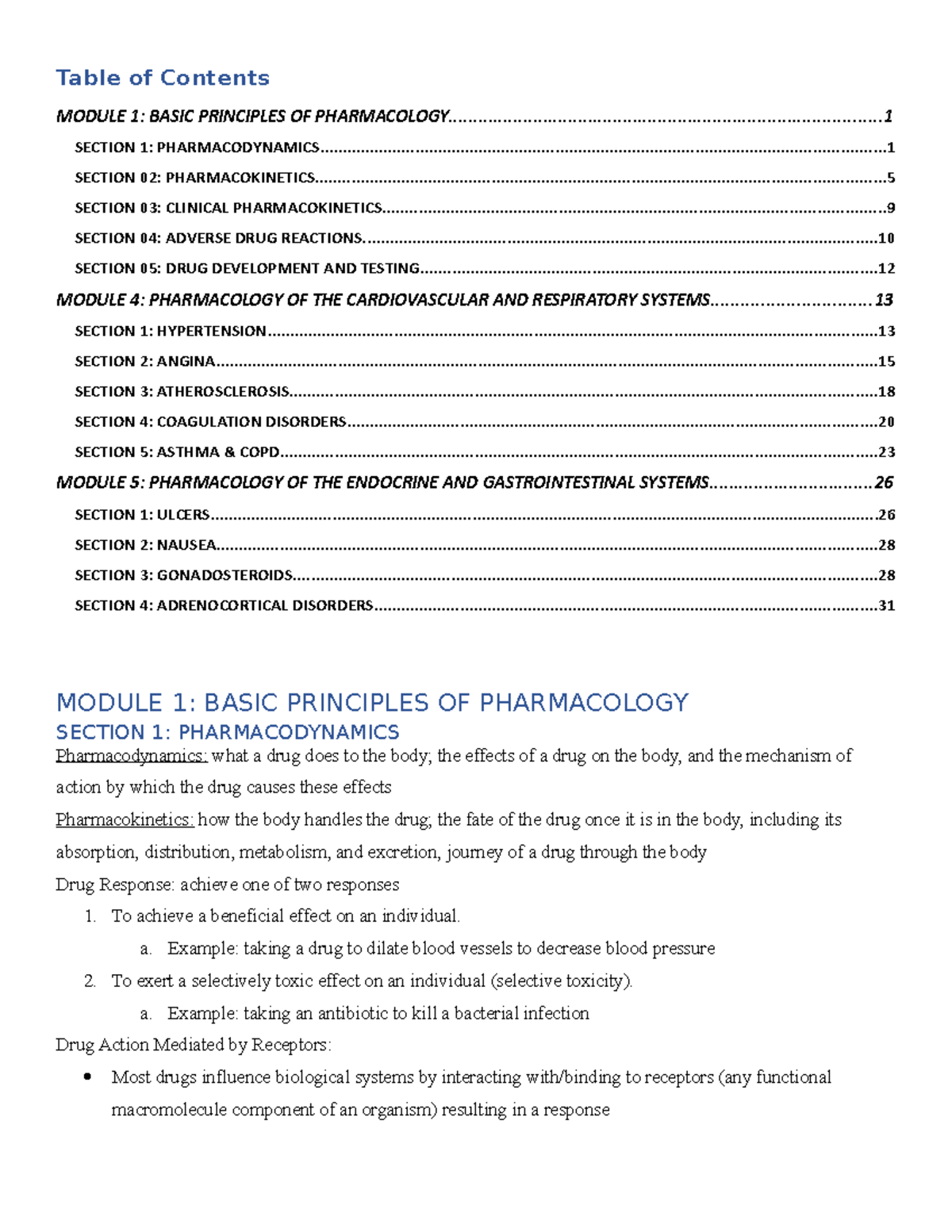 Course Notes- Study Guide - Table of Contents MODULE 1: BASIC ...