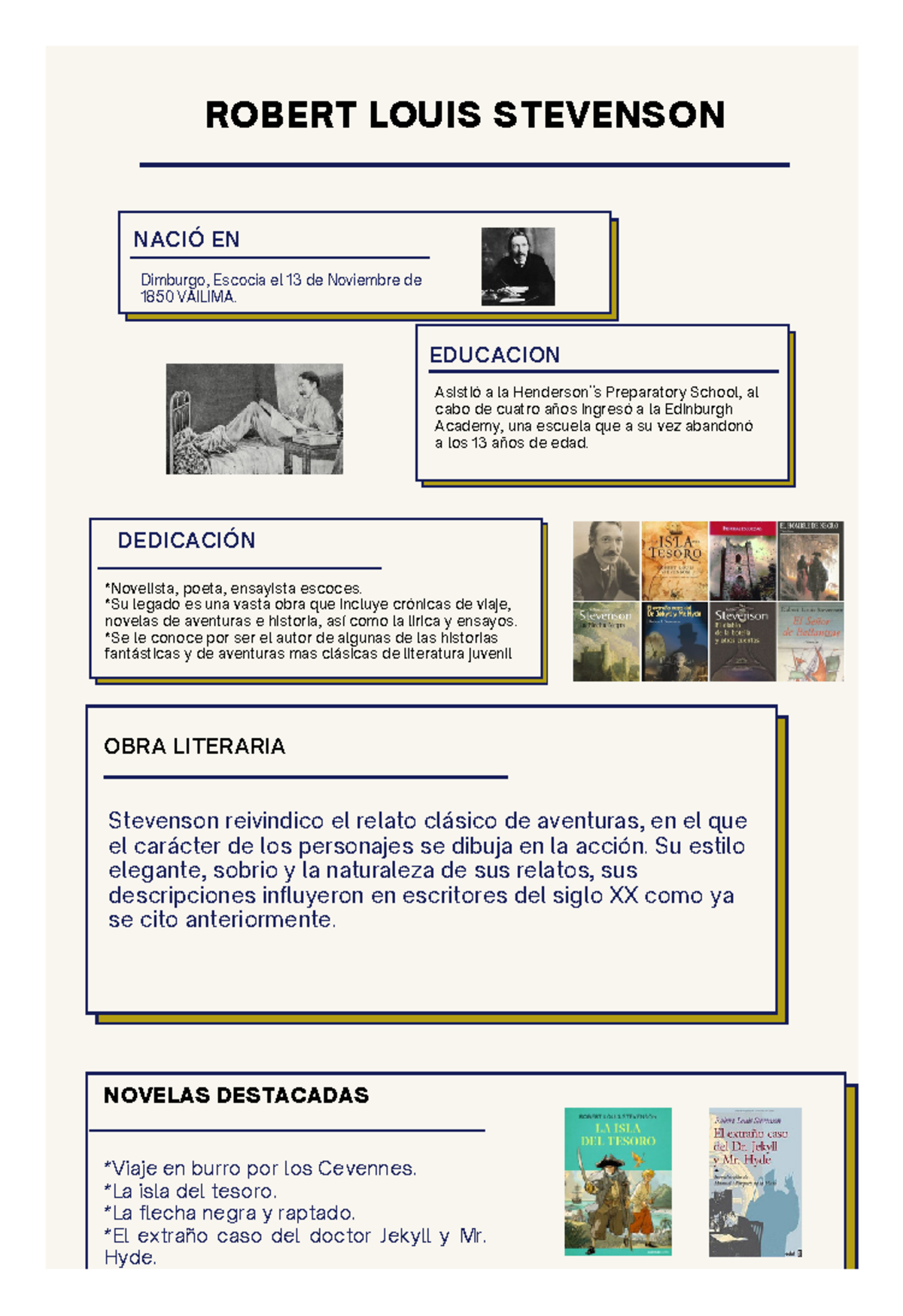 Debate 3 - ROBERT LOUIS STEVENSON EDUCACIÓN OBRA LITERARIA Stevenson ...