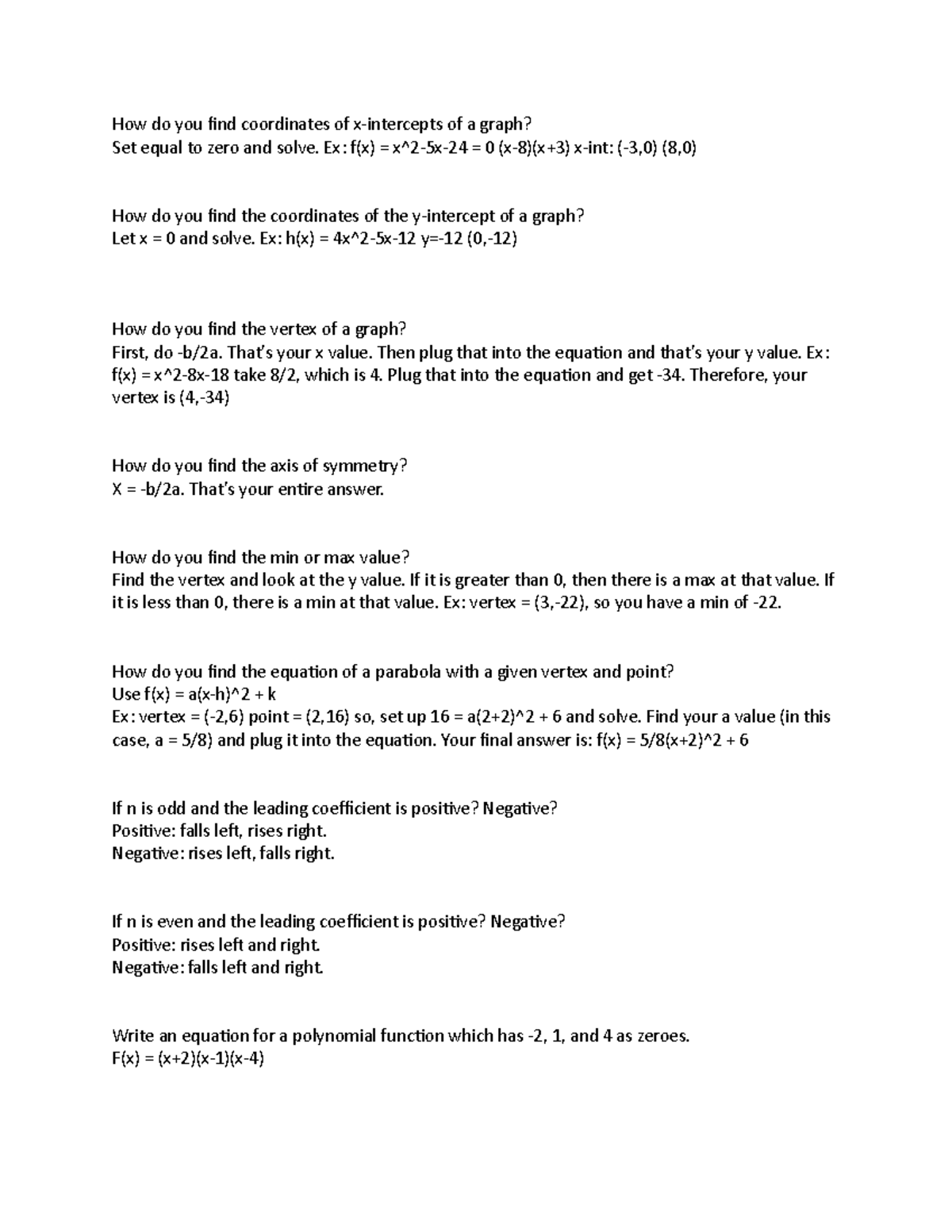 C. Algebra U. 3.1 - How do you find coordinates of x-intercepts of a ...