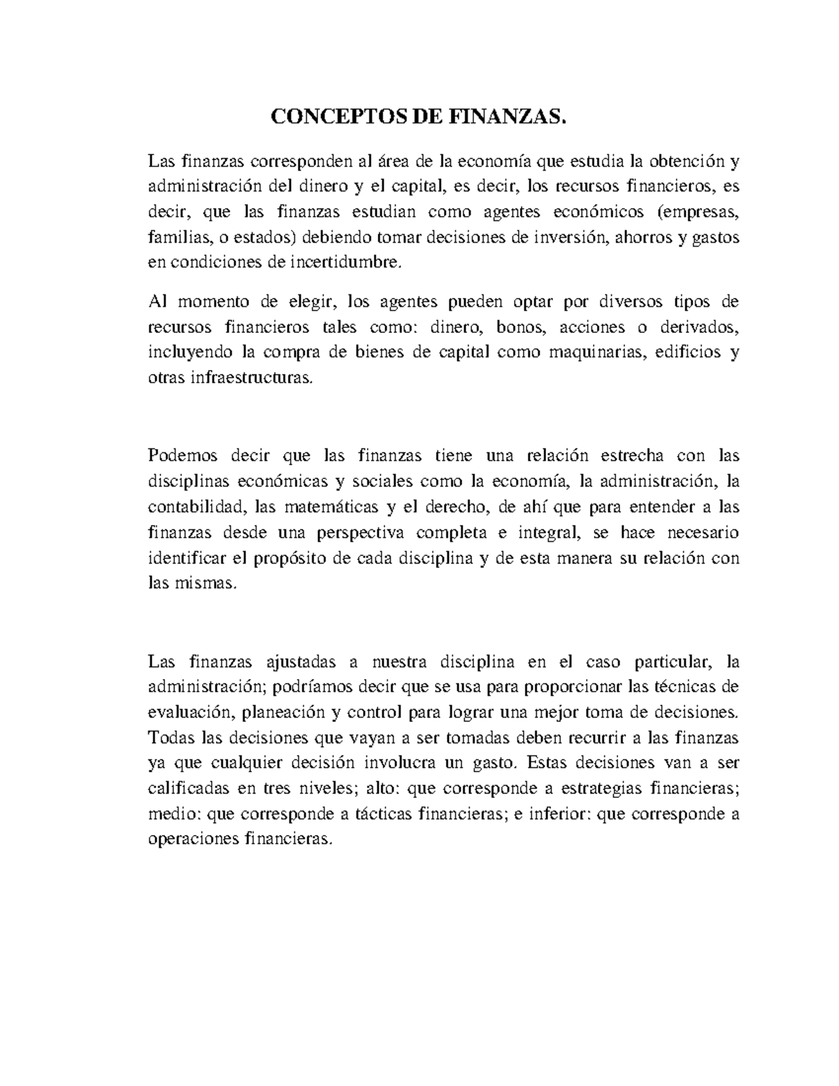 Conceptos DE Finanzas - CONCEPTOS DE FINANZAS. Las finanzas ...