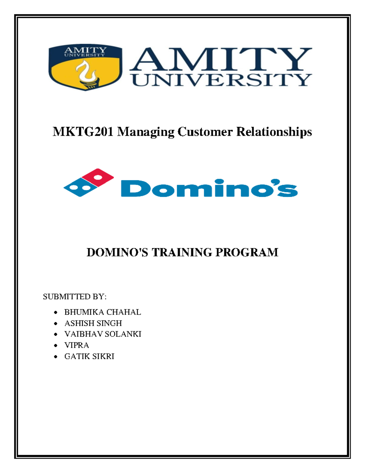 MCR PSDA 2 - mcr project - MKTG201 Managing Customer Relationships ...