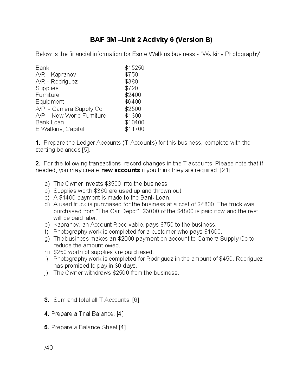 BAF 3M Unit 2 Activity 6 Version B - BAF 3M –Unit 2 Activity 6 (Version ...