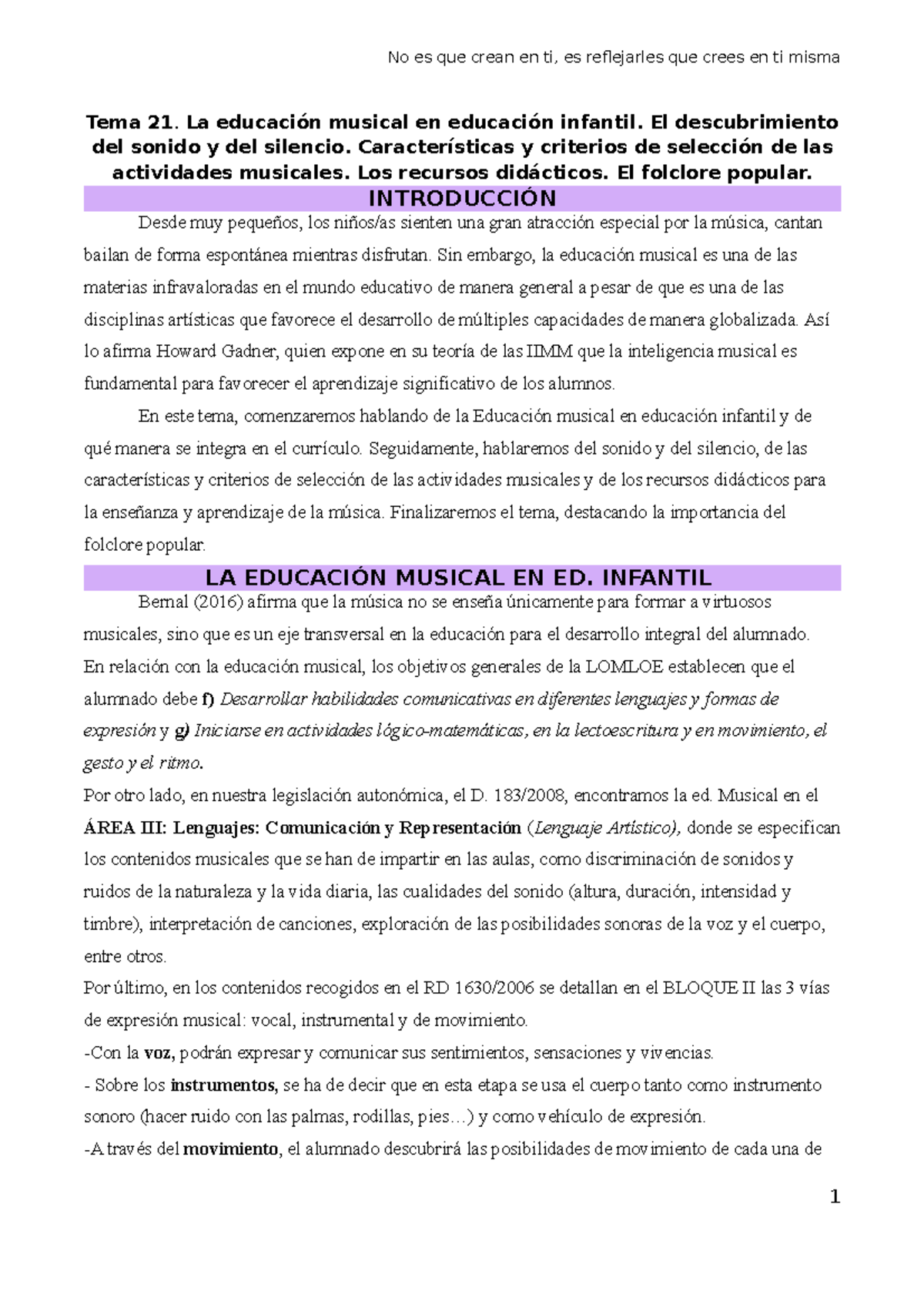 TEMA 21 Oposiciones Infantil. Resumen - Tema 21. La educación musical ...