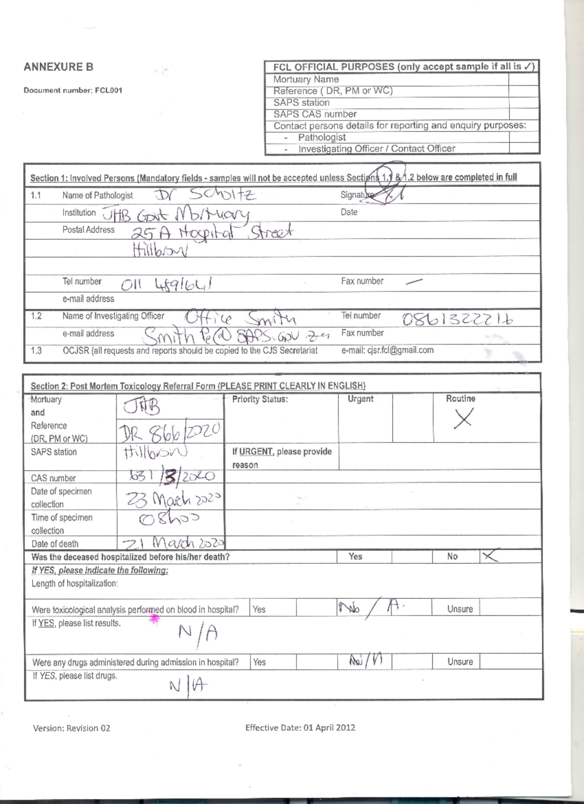 Post+Mortem+toxicolog+referral+form CS2020 applied chemistry assignment ...
