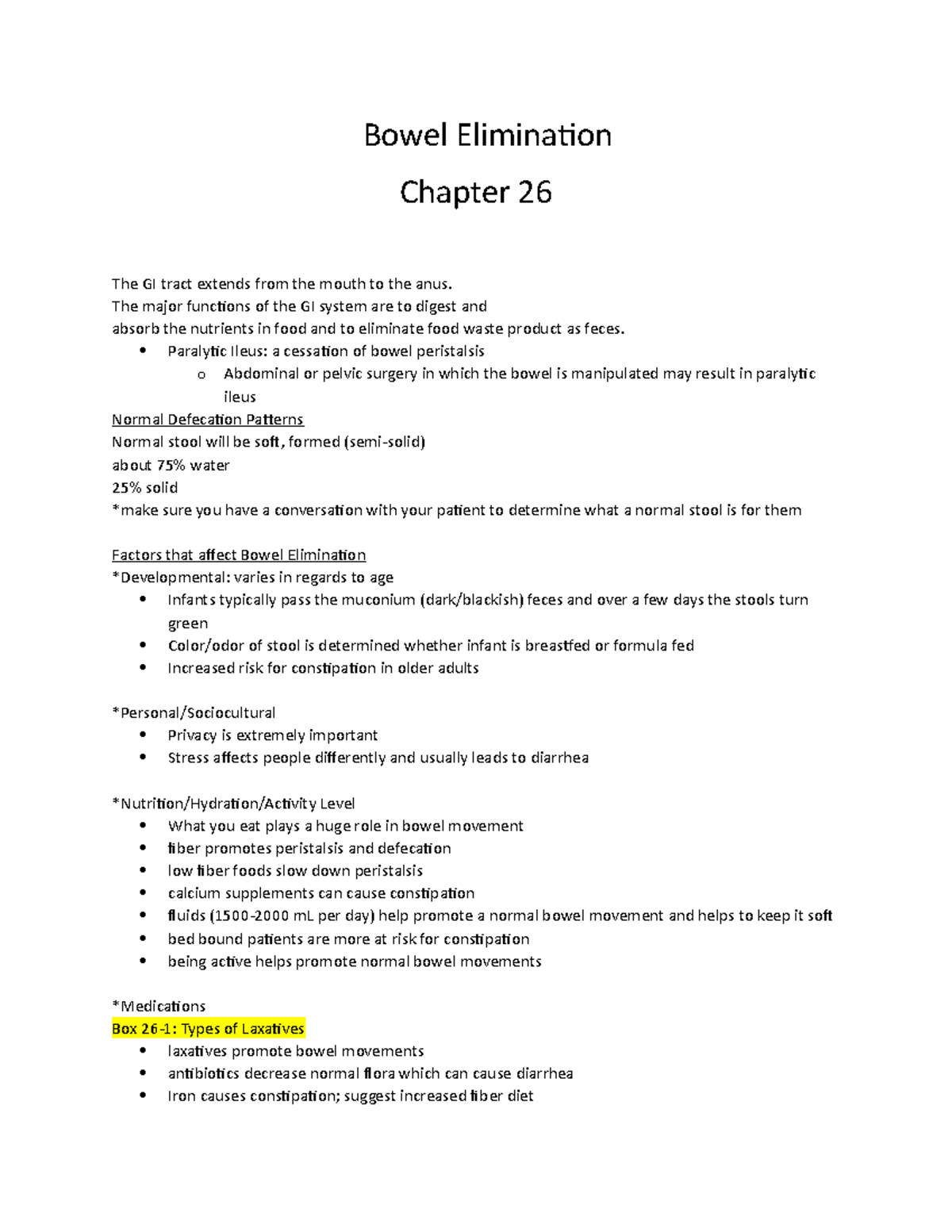 Bowel Elimination - Bowel Elimination Chapter 26 The GI tract extends ...