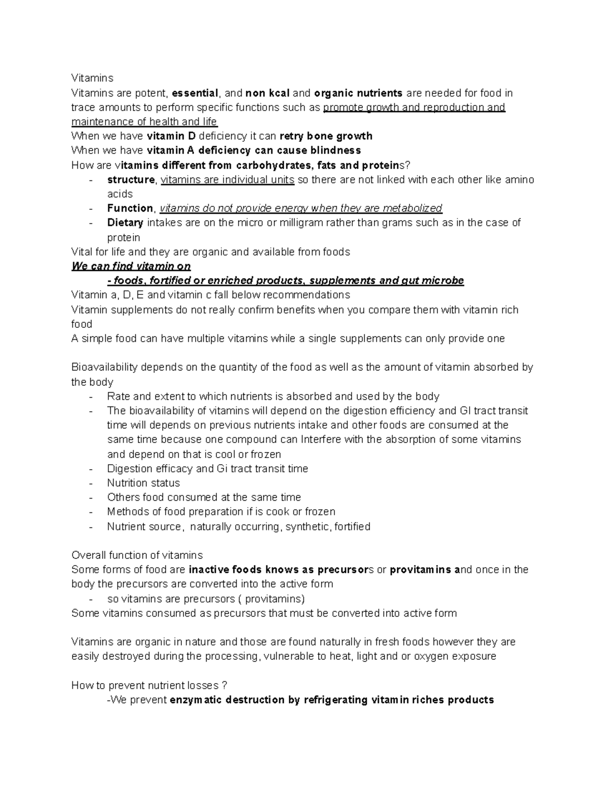 Vitamins - Lecture notes CHAPTER 8 - NUTR 222 - TAMU - Studocu