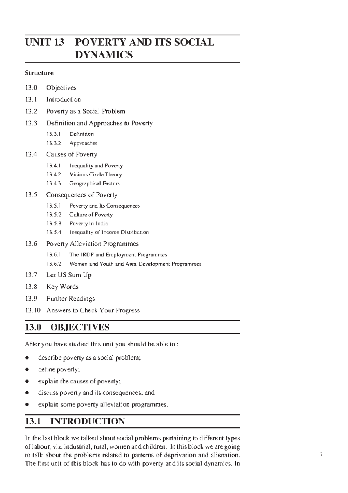 Poverty and its Social Dynamics - UNIT 13 POVERTY AND ITS SOCIAL DYNAMICS Structure 13 ...