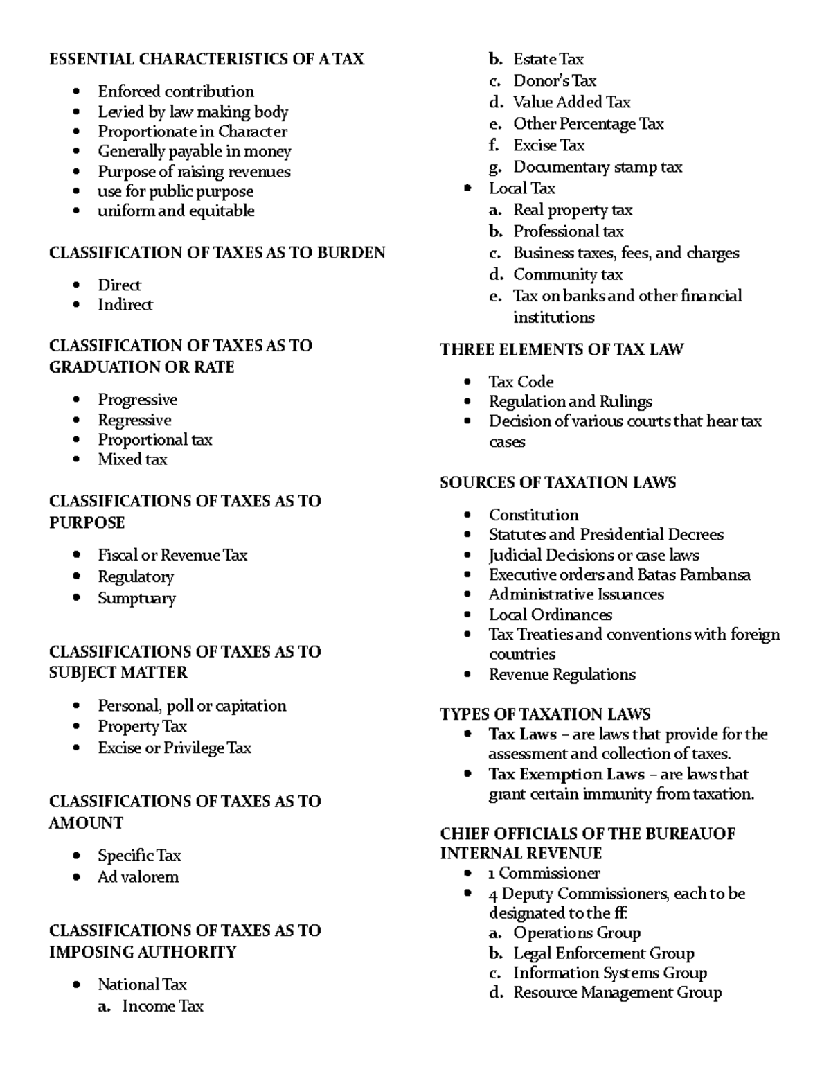 Income- Taxation- Reviewer - ESSENTIAL CHARACTERISTICS OF A TAX ...