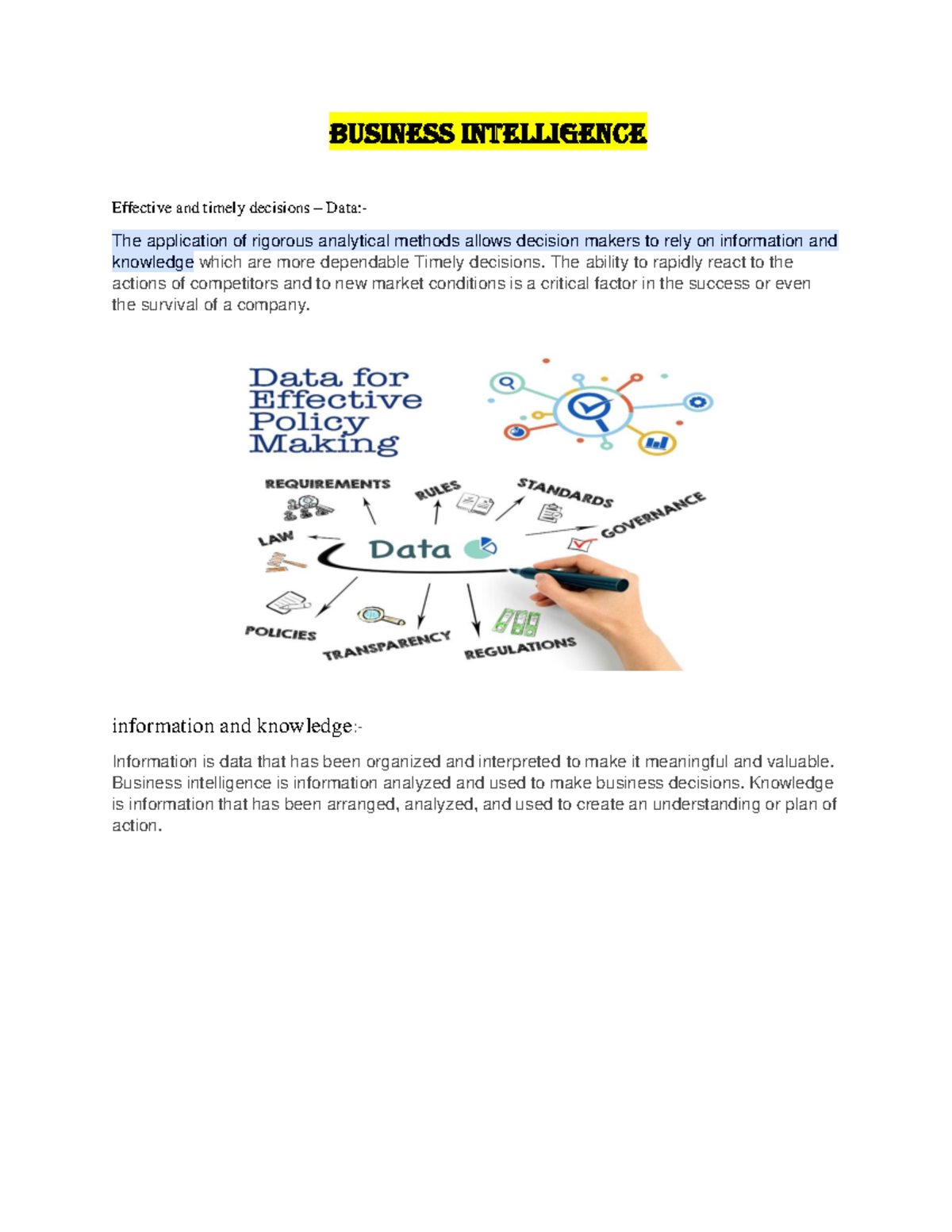 Business Intelligence - Business Intelligence Effective and timely ...