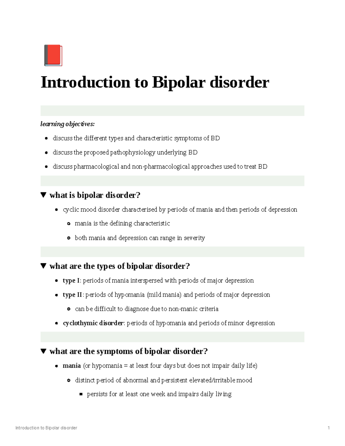 Introduction to Bipolar disorder - 📕 Introduction to Bipolar disorder ...