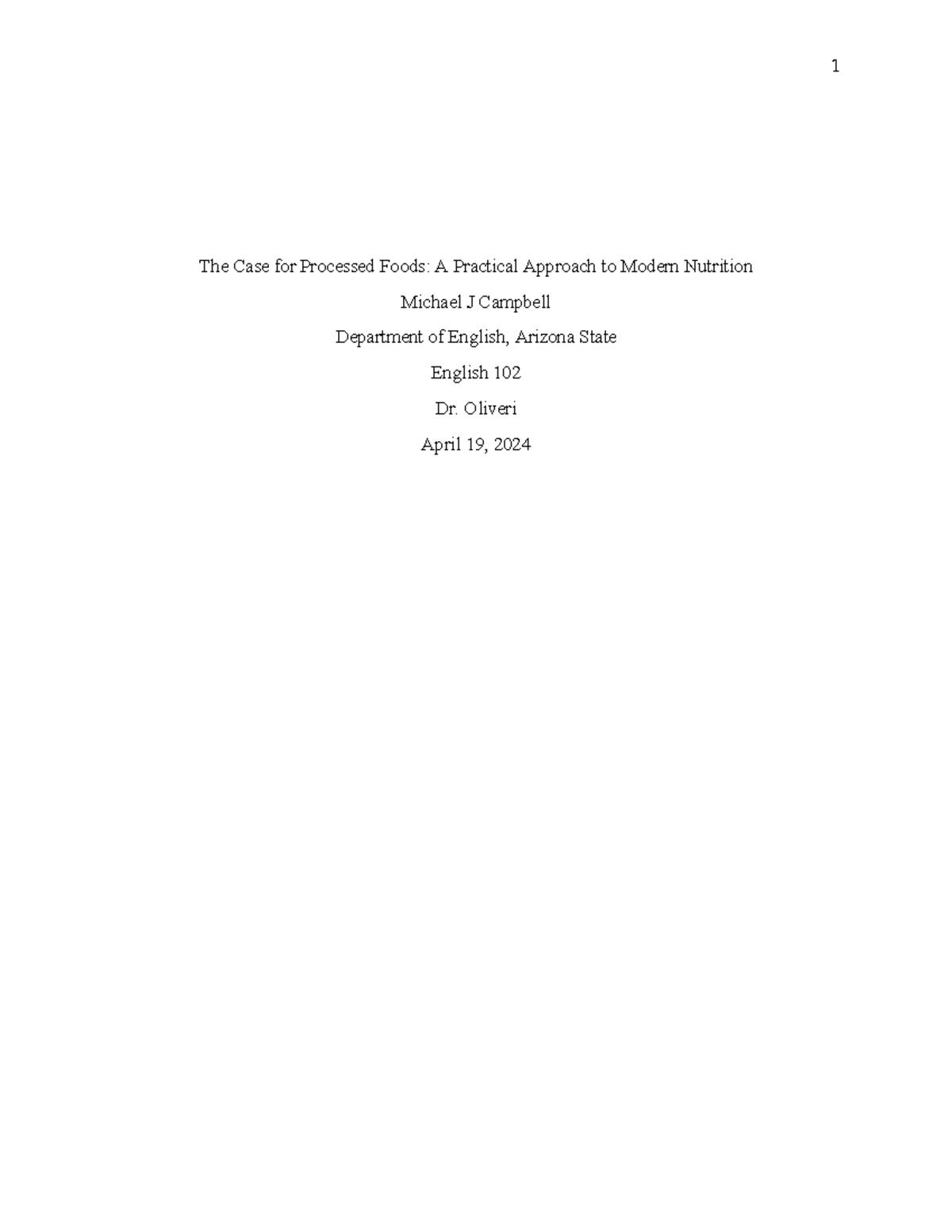 Mwa 3 rd - Junior coursework - The Case for Processed Foods: A ...
