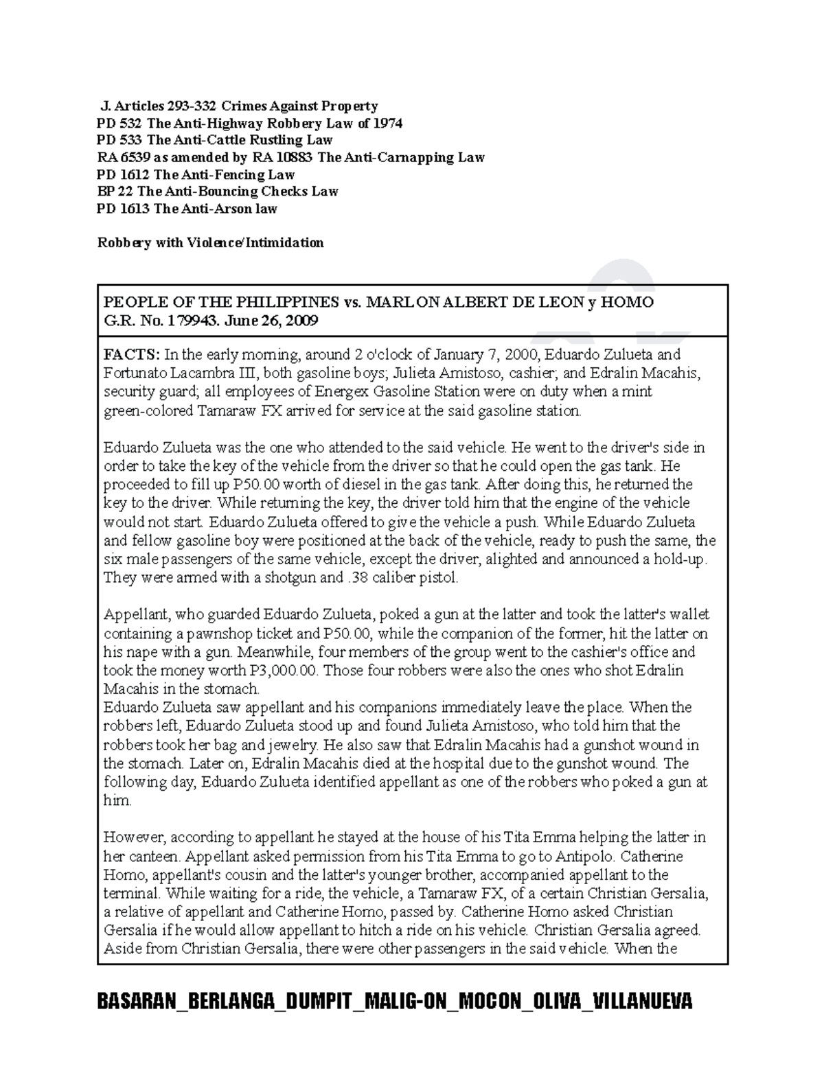 4. Articles 293 - 332 - CASE DIGEST - 2021- J. Articles 293-332 Crimes ...