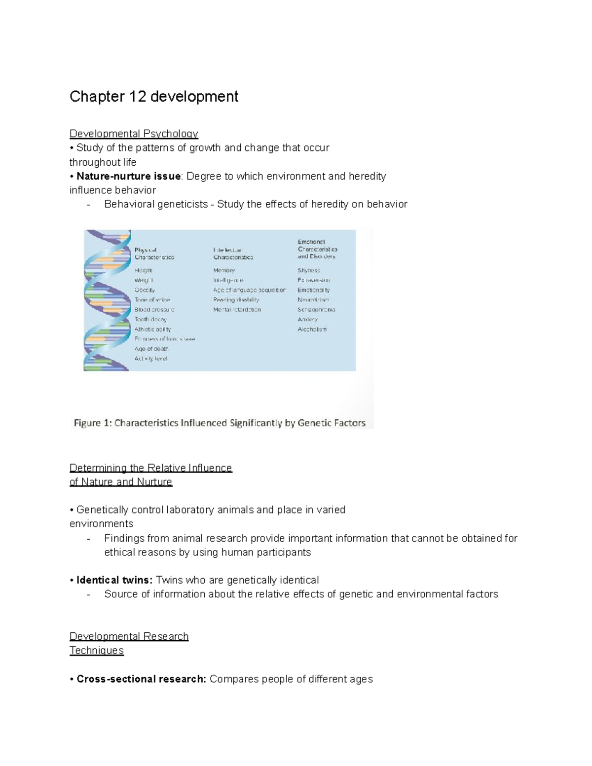 Chapter 12 - Development - Chapter 12 development Developmental Psychology Study of the patterns ...