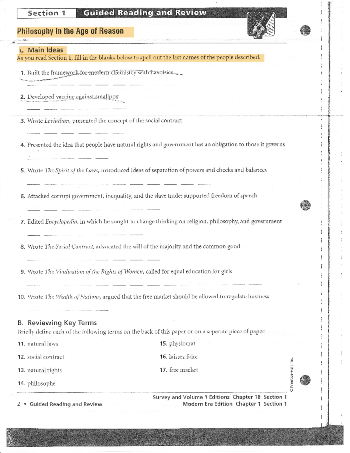 Ch 2 HW packet Map - review hw - Philosophyin theAgeof Reason . M a i n ...