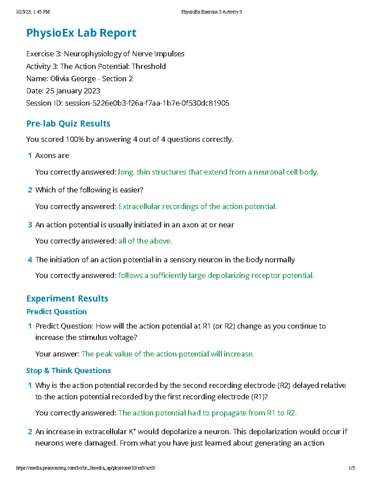 Physio Ex Exercise 3 Activity 3 Physioex Lab Report Exercise 3