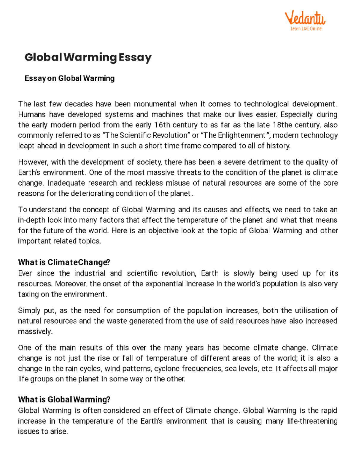 Global Warming Essay - English A: Language and Literature SL - Studocu