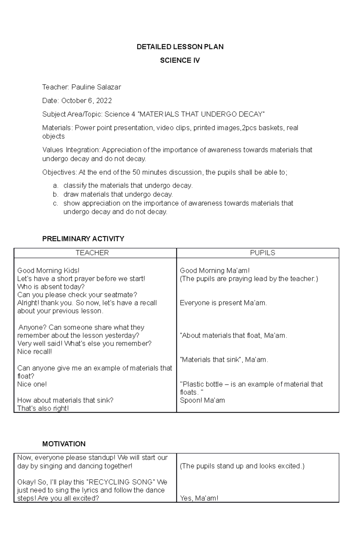 Lesson plan Grade 4 for demo teaching - Copy - DETAILED LESSON PLAN ...