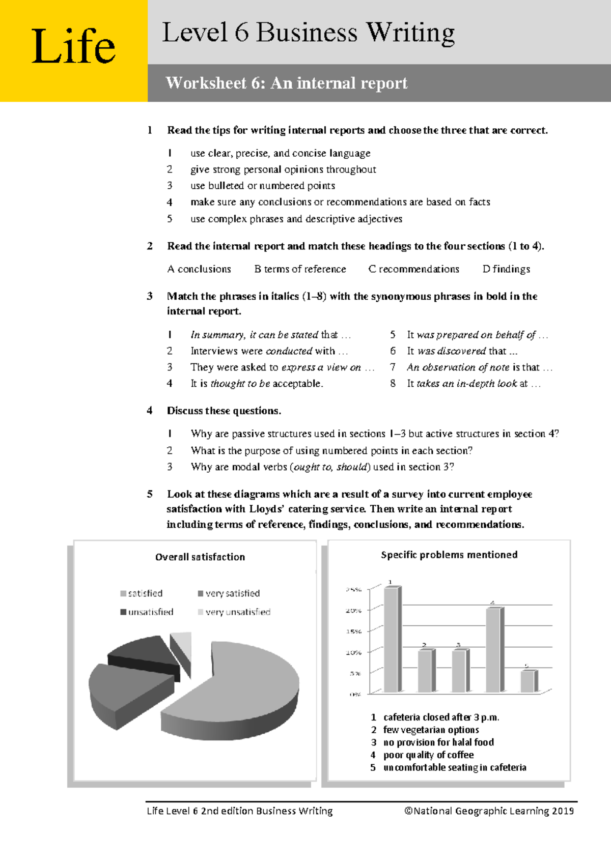 Level 6 Worksheet 6 An Internal Report - Life Level 6 2nd edition ...