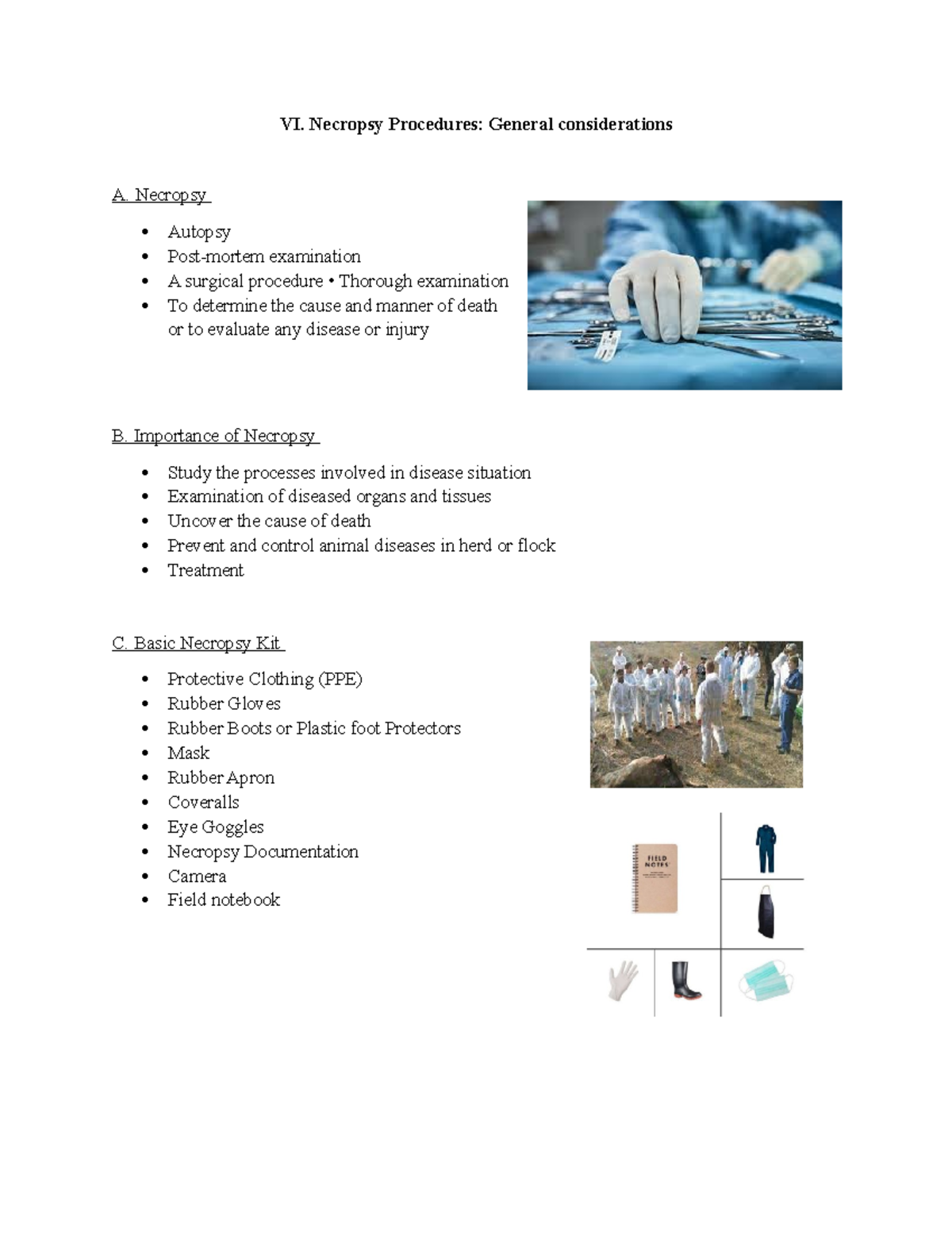 Chapter VI-Neocropsy - Lecture notes 1-50 - VI. Necropsy Procedures ...