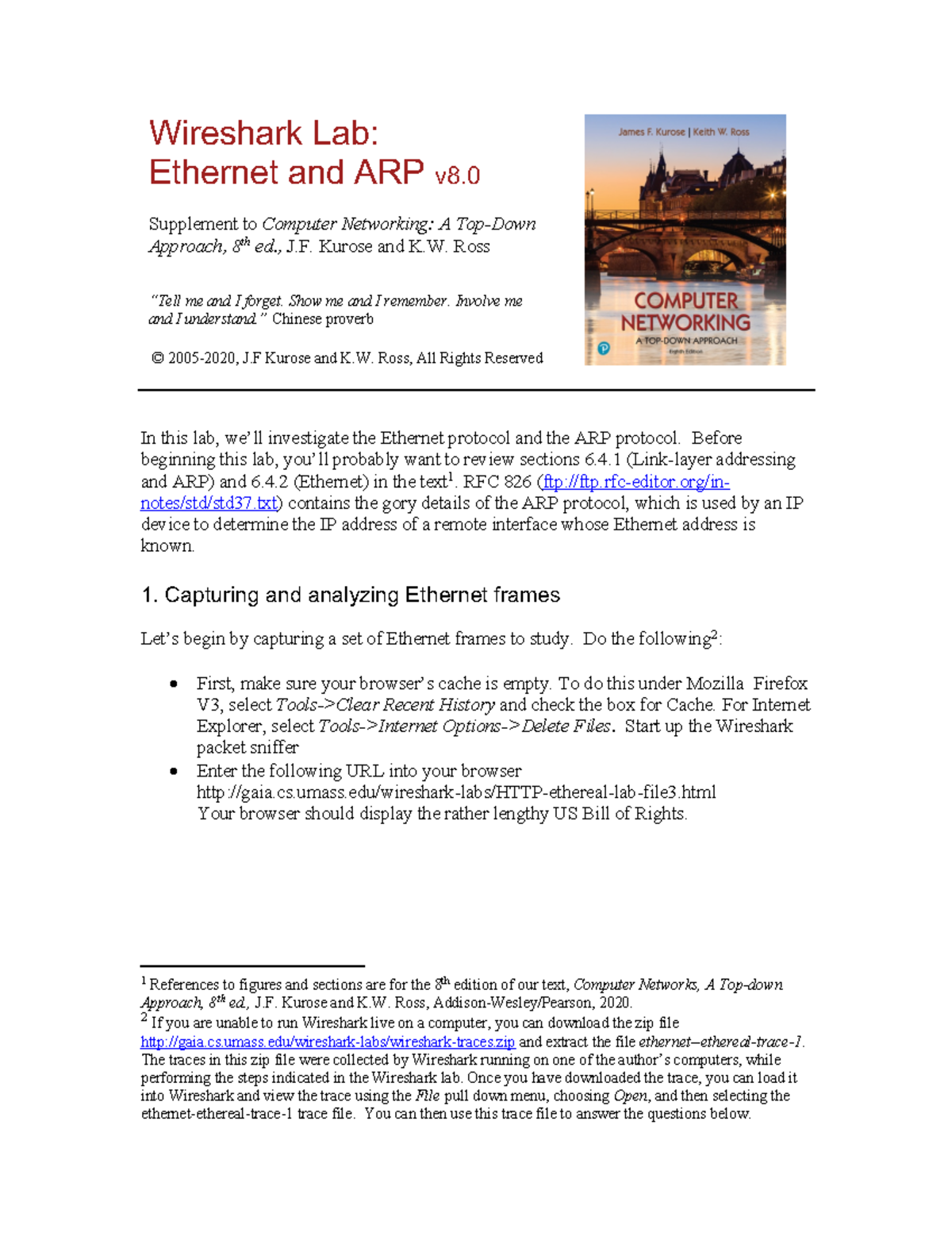 Wireshark Ethernet ARP v8 - Wireshark Lab: Ethernet and ARP v8. Supplement to Computer ...