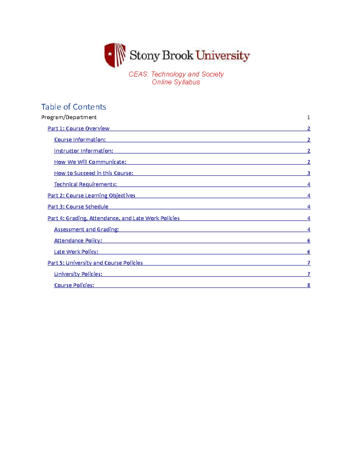 EST-201-Syllabus (12) - Table of Contents CEAS: Technology and Society ...