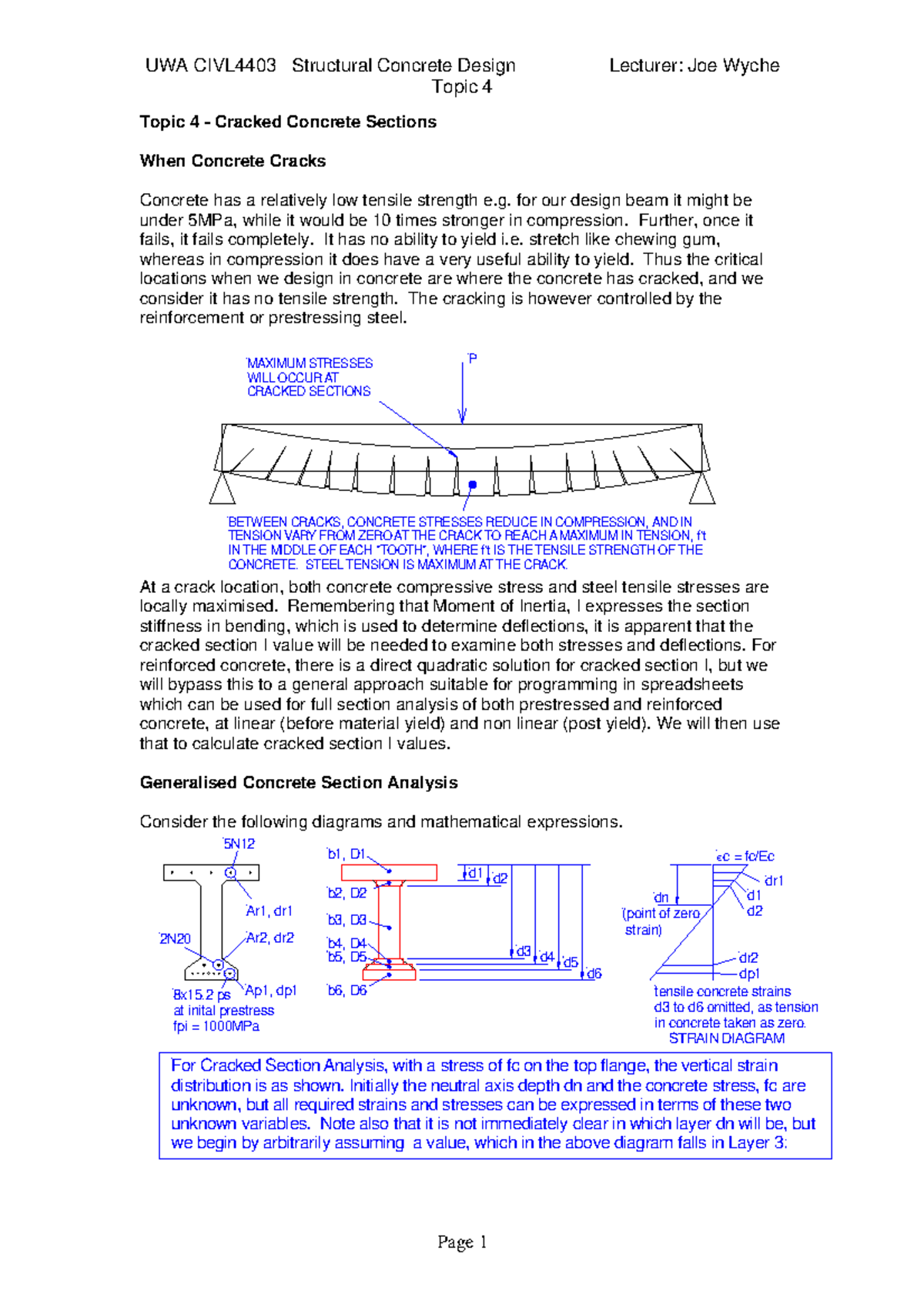 Topic 4 Cracked Concrete Sections - UWA CIVL4403 Structural Concrete ...